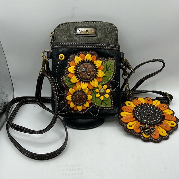 Chala | Bags | Chala Purse Mini Crossbody Bag Sunflower Bee Black Green ...